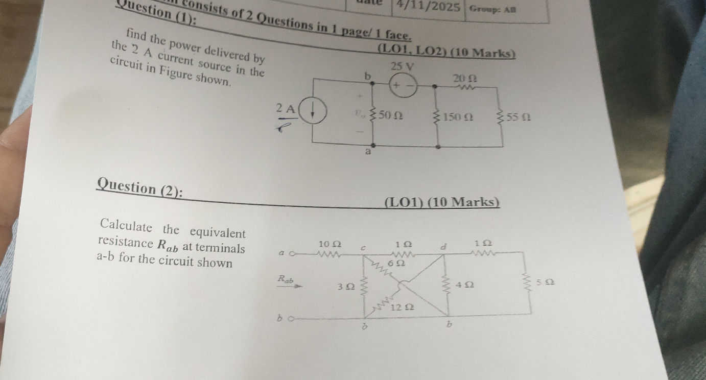 Question (1): find the power delivered by | StudyX