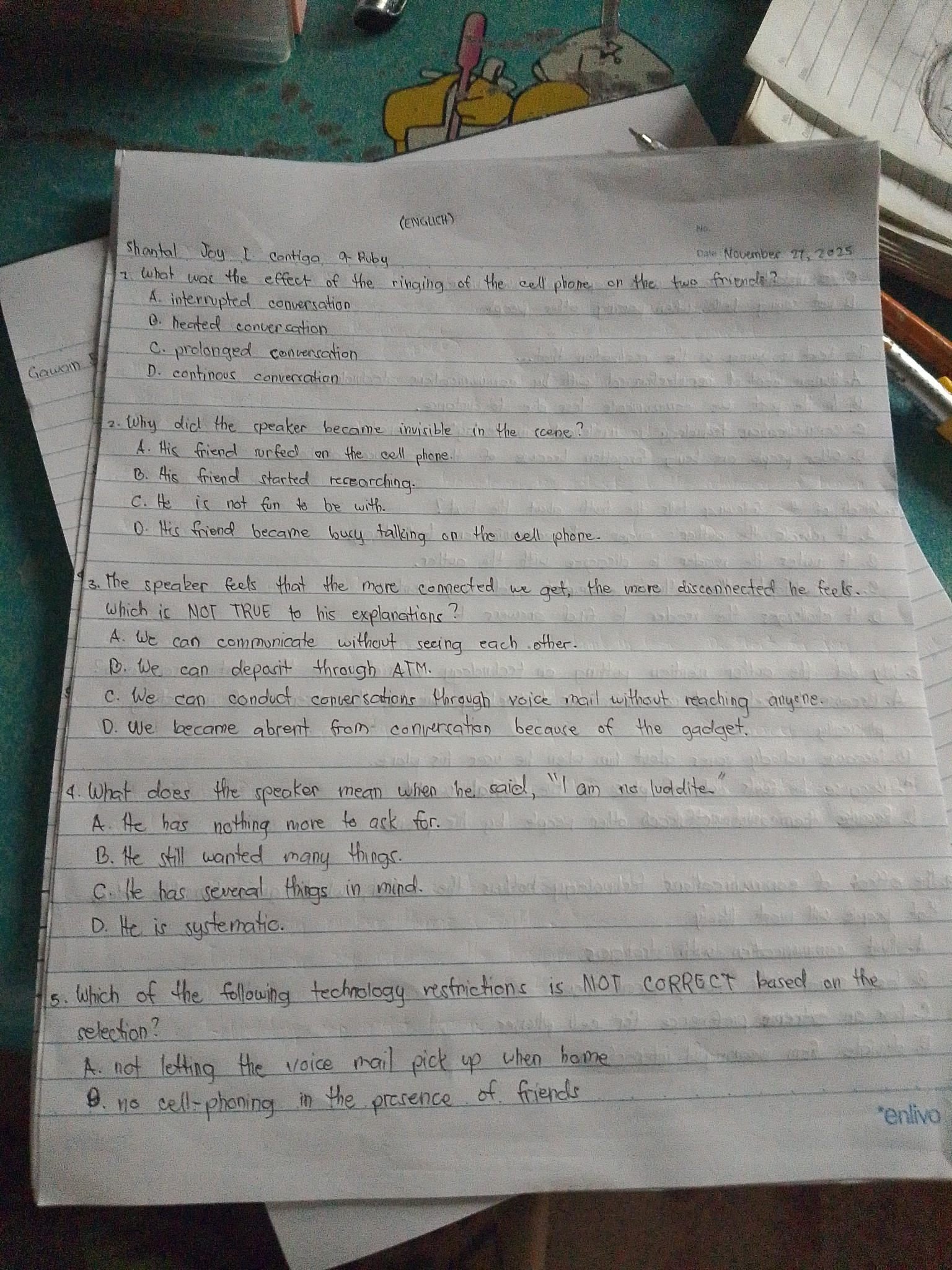 Shantal Joy I. Contiga Ruby. (ENGLICH) | StudyX