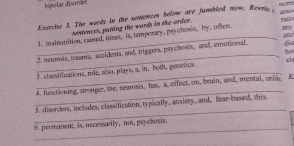 Exercise 3. The words in the sentences below | StudyX