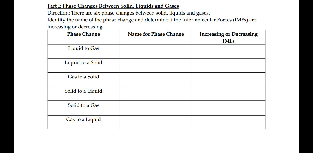 Part I: Phase Changes Between Solid, Liquids | StudyX