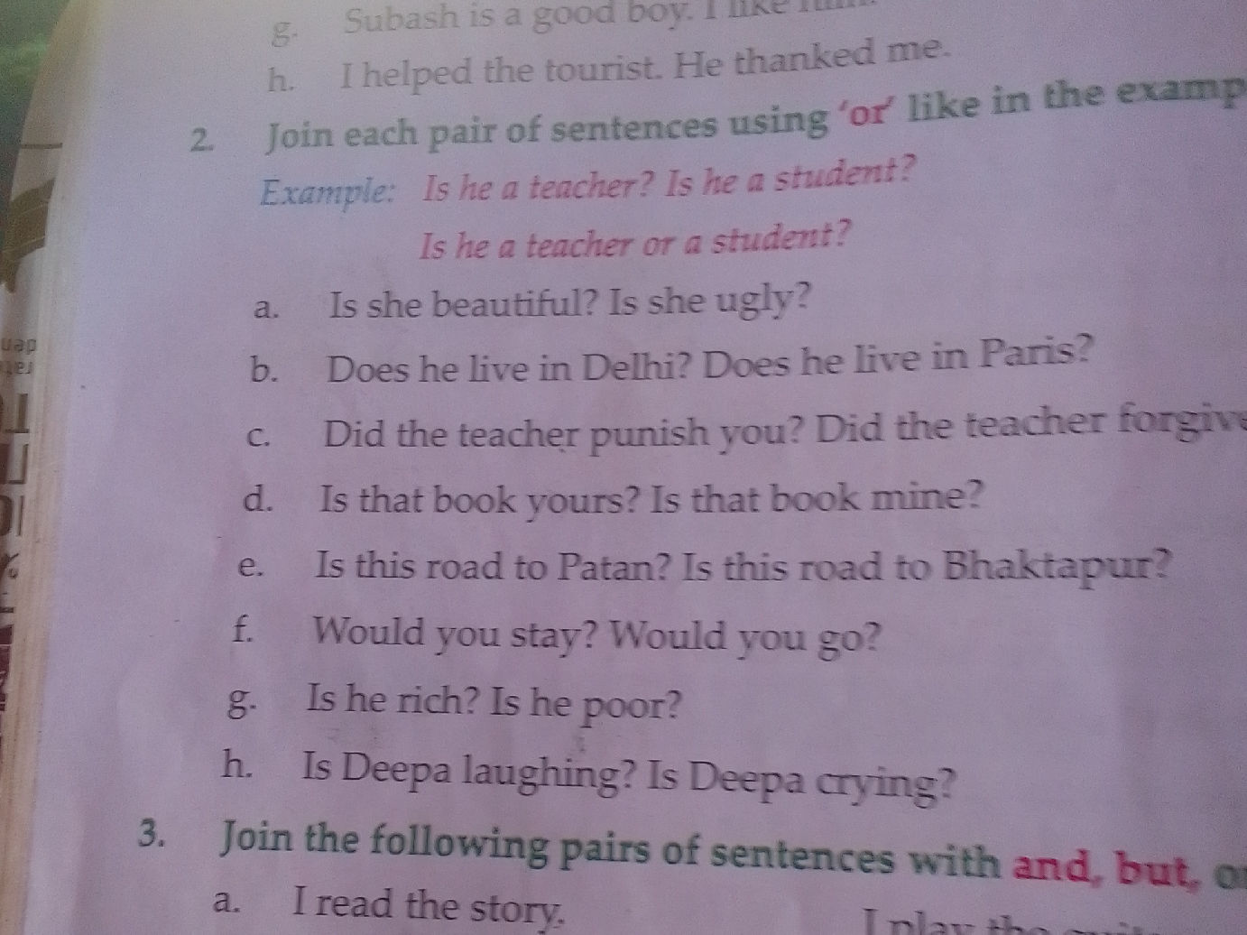 Join each pair of sentences using 'or' like | StudyX
