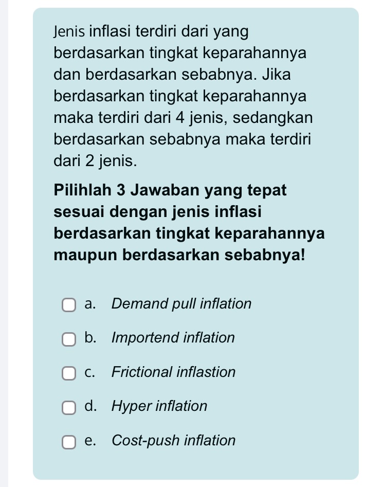 Jenis inflasi terdiri dari yang berdasarkan | StudyX