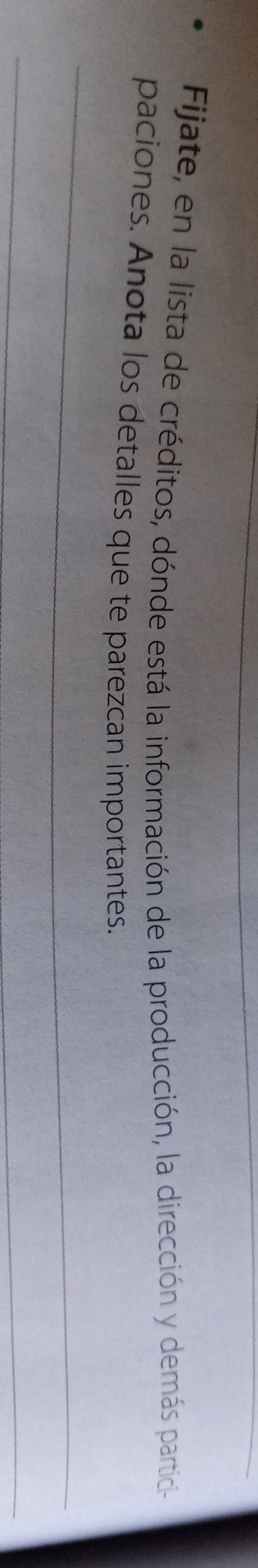 Fijate en la lista de créditos, dónde está | StudyX