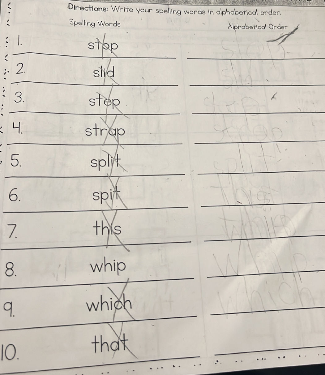 Directions: Write your spelling words in | StudyX
