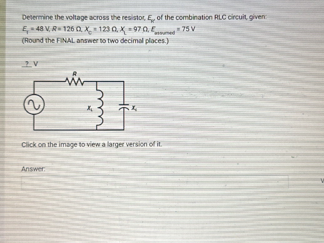 Determine the voltage across the resistor, | StudyX