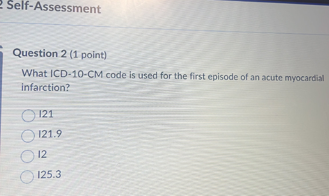 What ICD-10-CM code is used for the first | StudyX