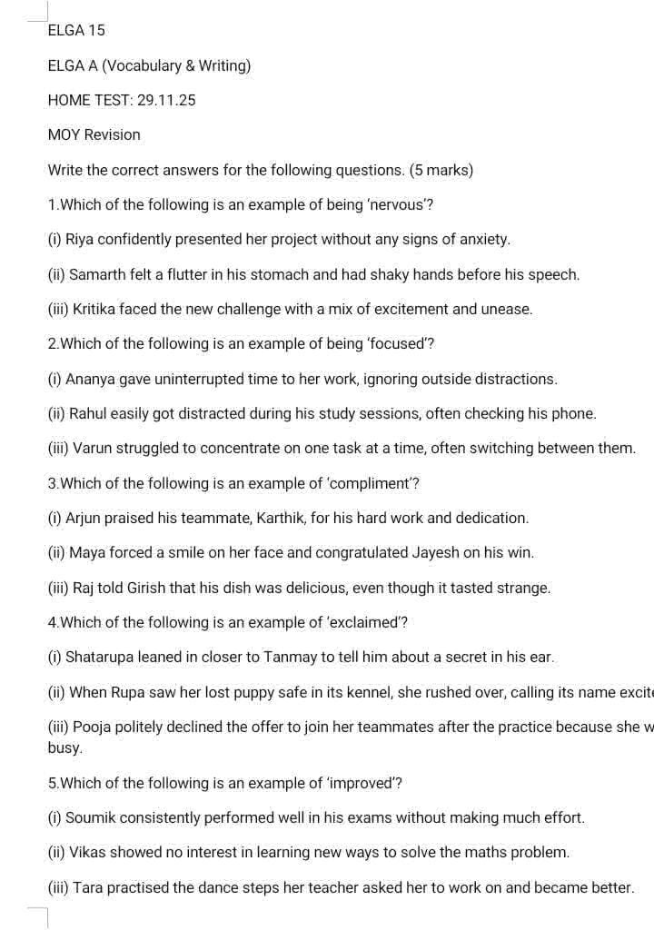 Write the correct answers for the following | StudyX