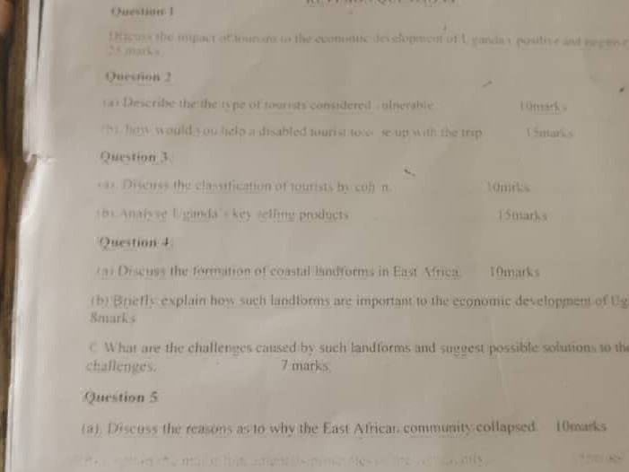 Question 1 Discuss the impact of tourism to | StudyX
