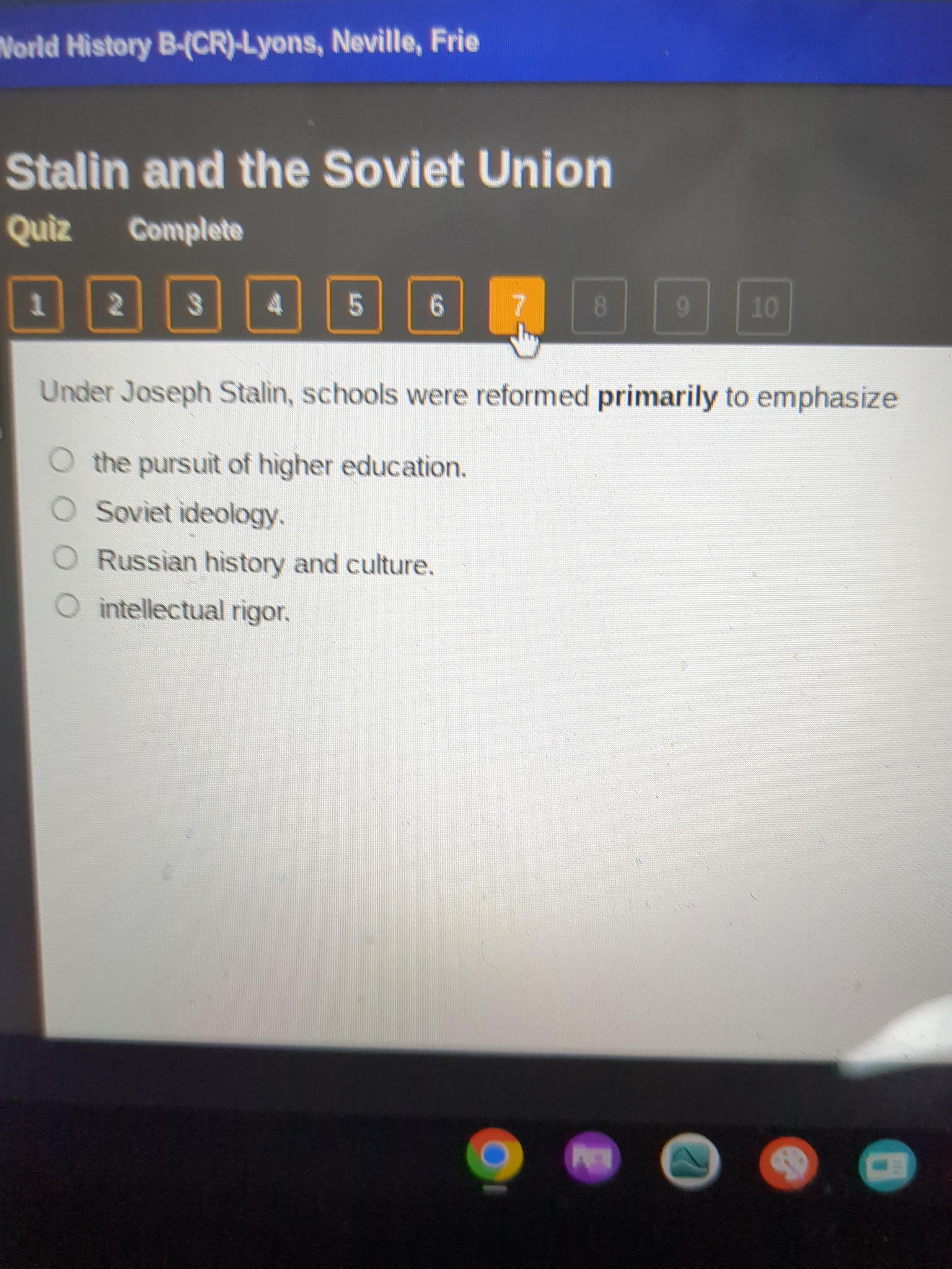 Under Joseph Stalin, schools were reformed | StudyX