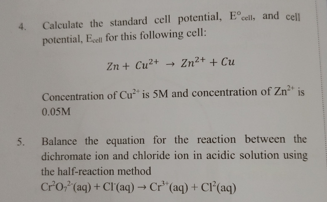 Calculate the standard cell potential, $ | StudyX