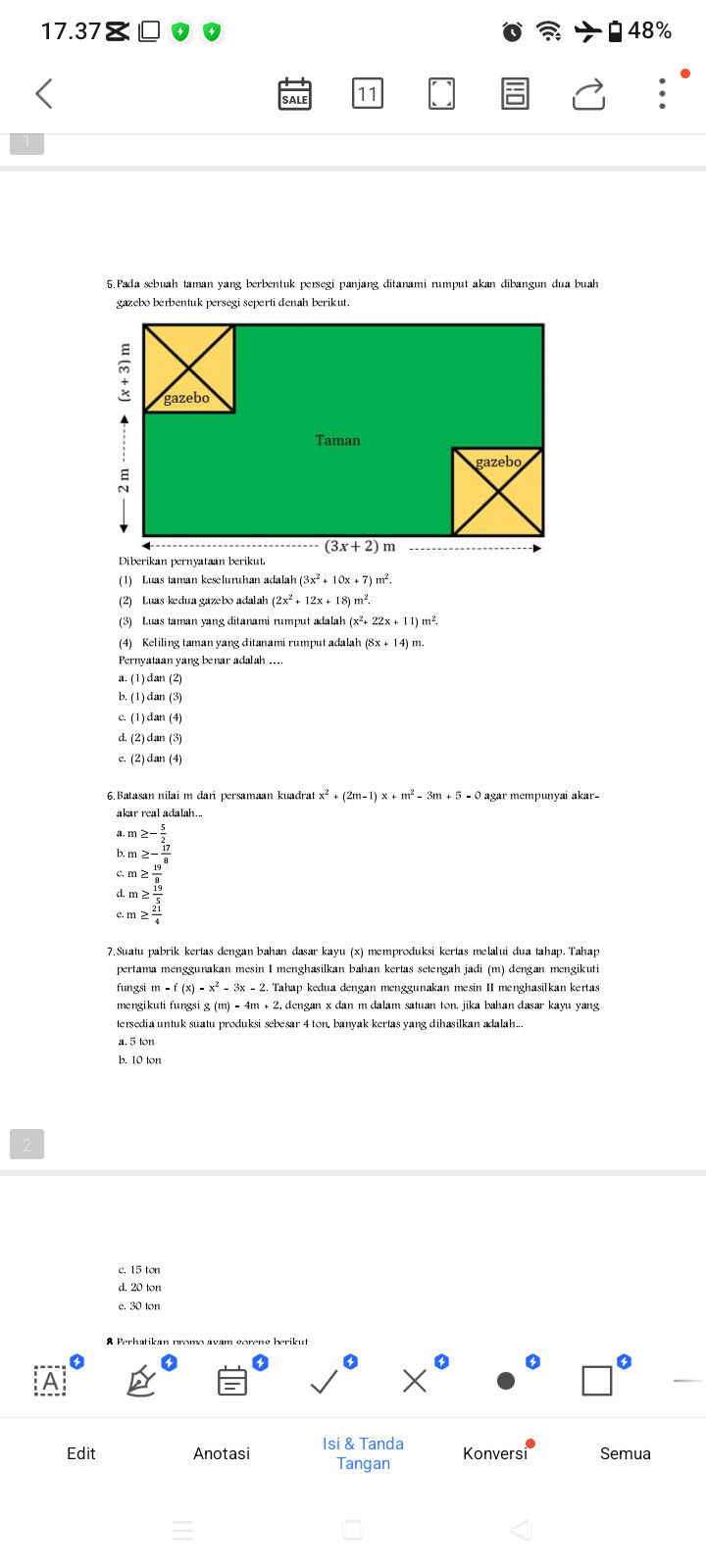 5. Pada sebuah taman yang berbentuk persegi | StudyX