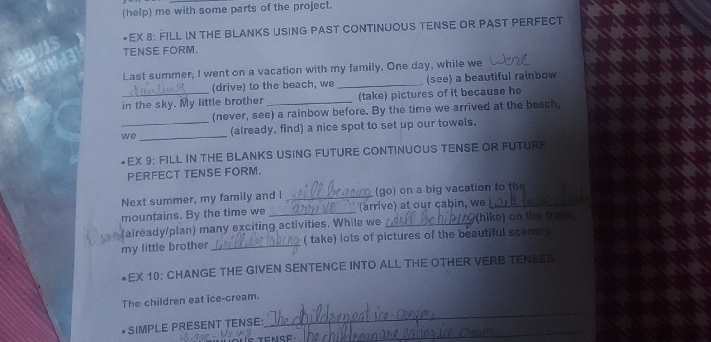 EX 8: FILL IN THE BLANKS USING PAST | StudyX