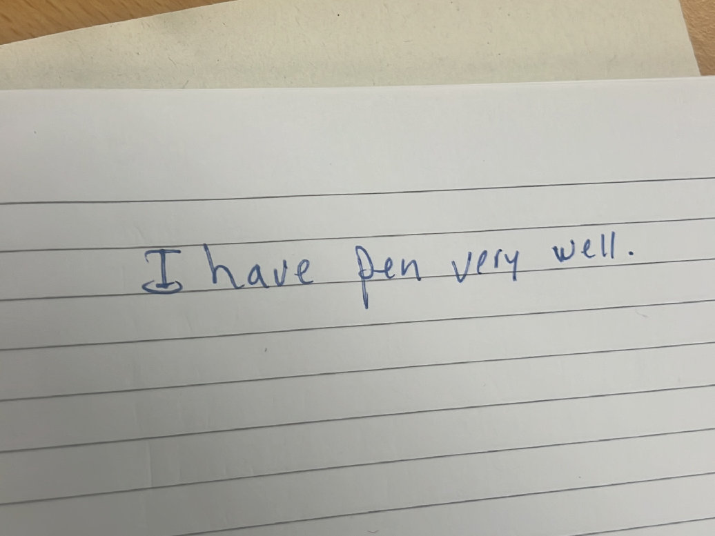Correcting a handwritten English sentence: I | StudyX