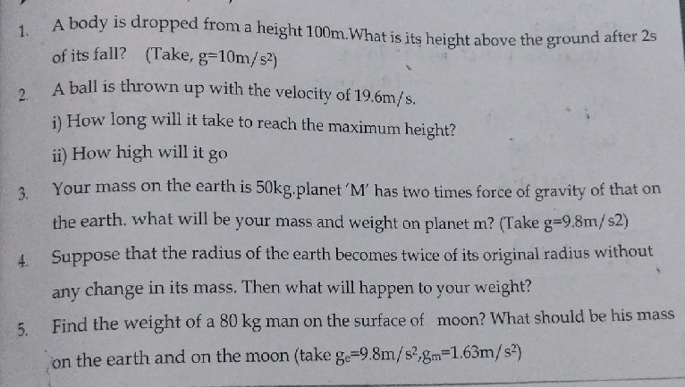 A body is dropped from a height 100m. What | StudyX