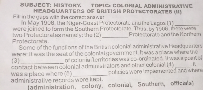 SUBJECT: HISTORY. TOPIC: COLONIAL | StudyX