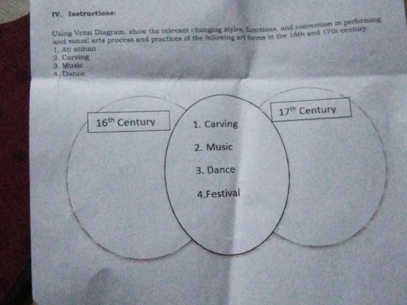 IV. Instructions: Using Venn Diagram, show | StudyX