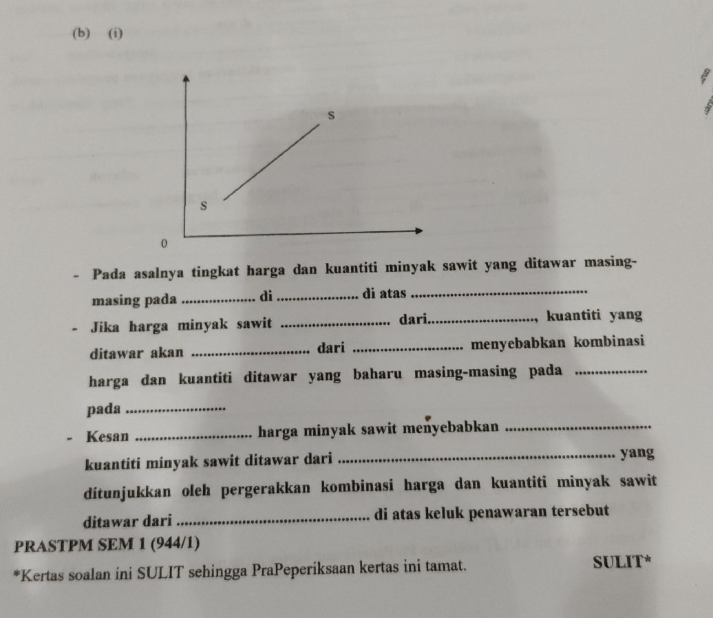(b) (i) [Graph showing a supply curve | StudyX