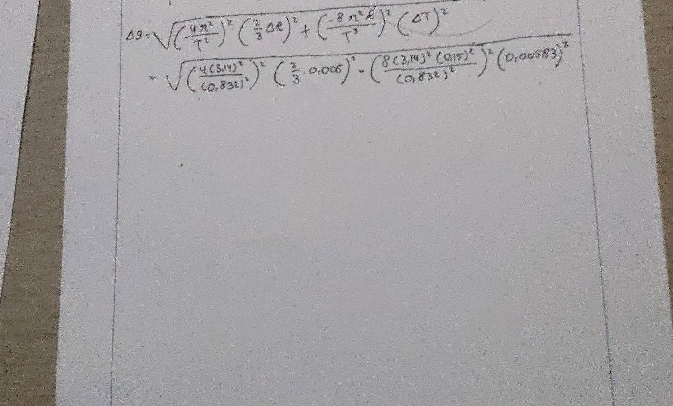 $$ g = { ( {4 ^2}{T^2} )^2 ( {2}{3} l | StudyX