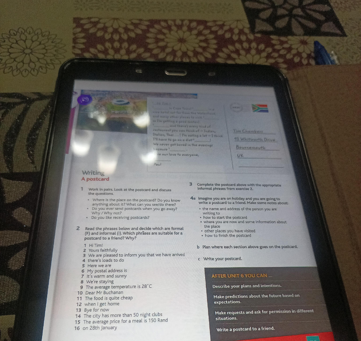 Work in pairs. Look at the postcard and | StudyX