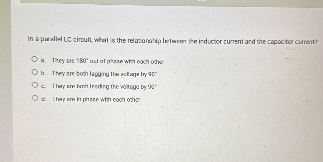 In a parallel LC circuit, what is the
