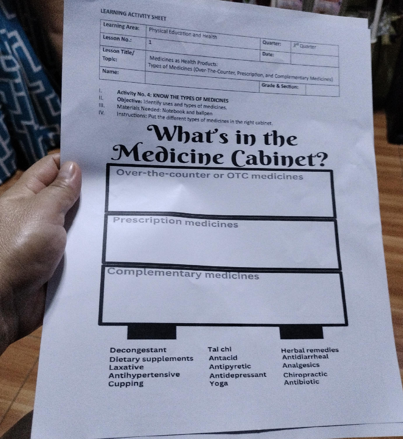 Activity No. 4: KNOW THE TYPES OF MEDICINES | StudyX