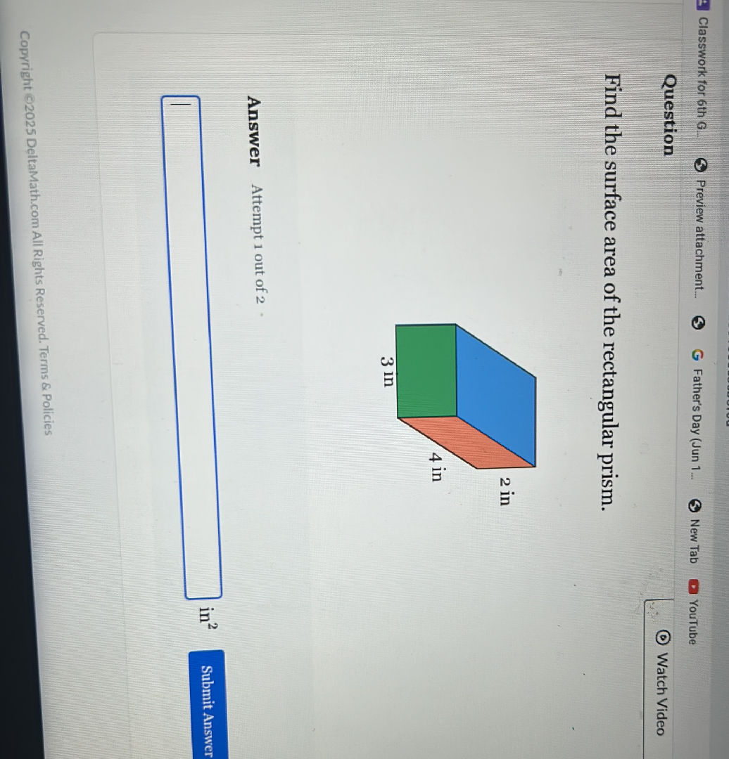 Question Find the surface area of the | StudyX