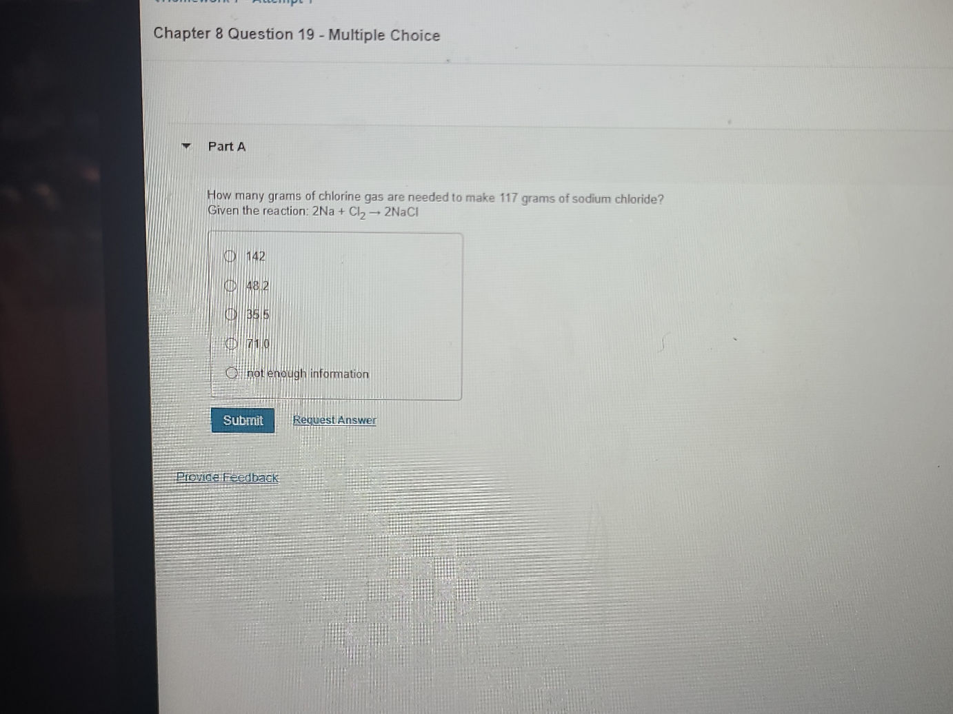 Part A How many grams of chlorine gas are | StudyX