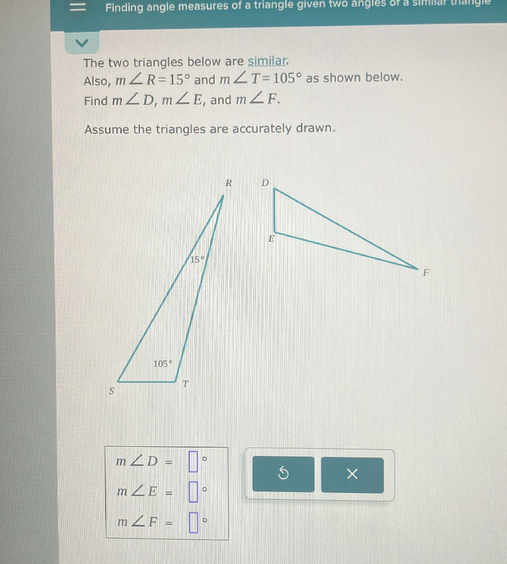 The two triangles below are **similar**. | StudyX