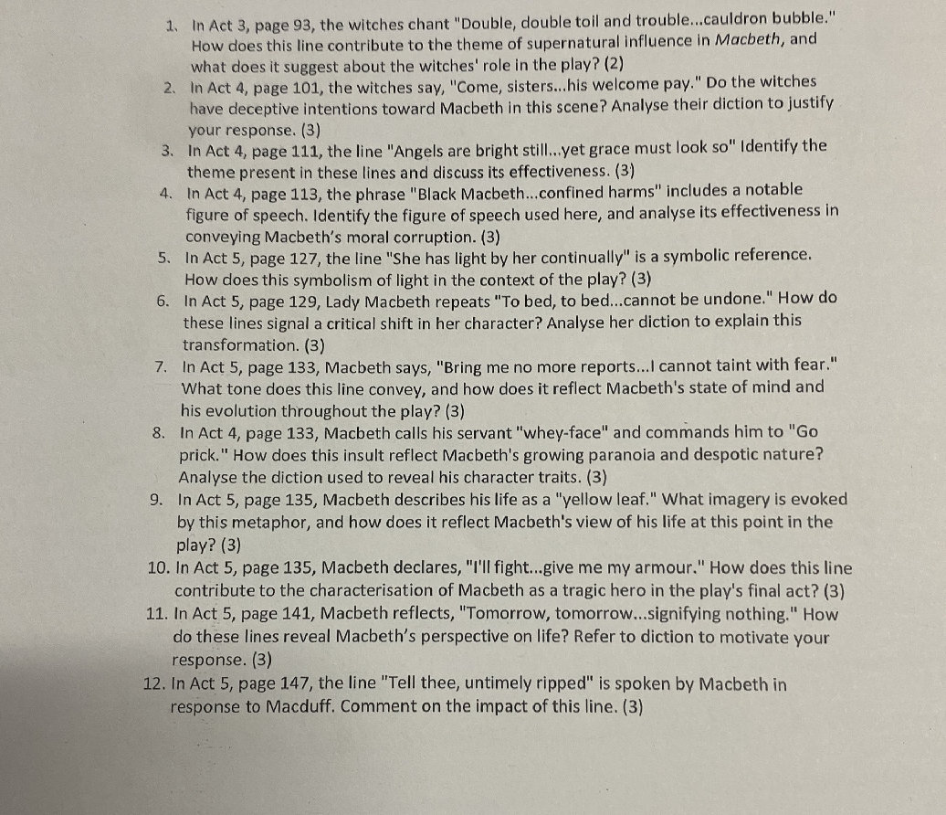 In Act 4, page 101, the witches say, "Come, | StudyX