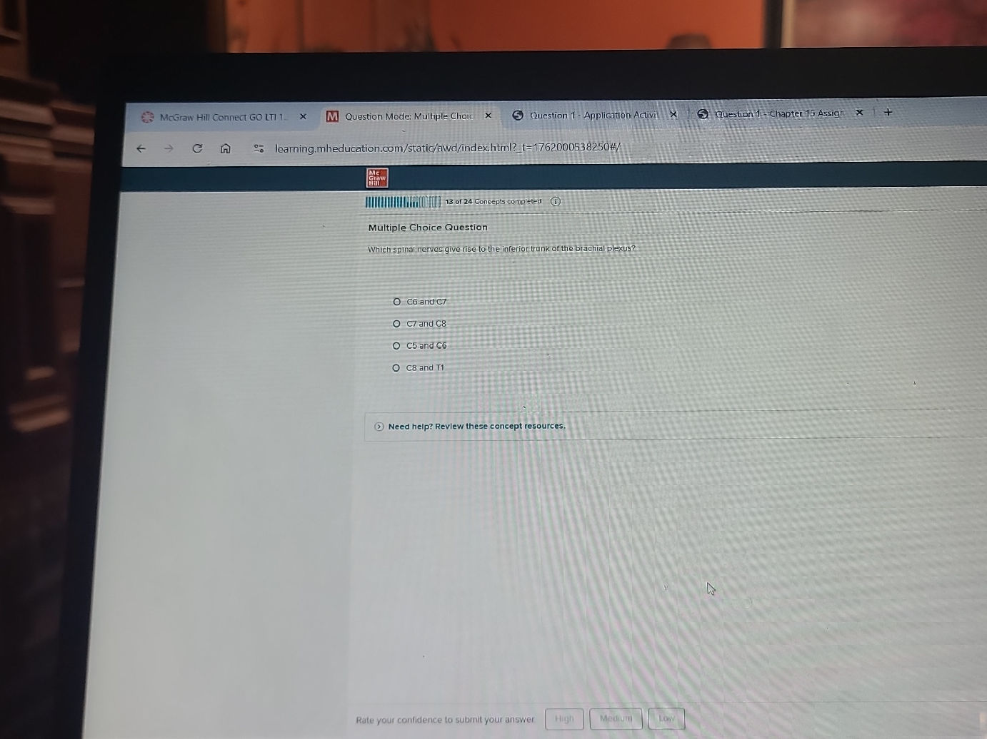 Multiple Choice Question Which spinal nerves | StudyX