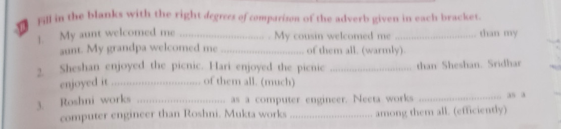 Sheshan enjoyed the picnic. Hari enjoyed the | StudyX
