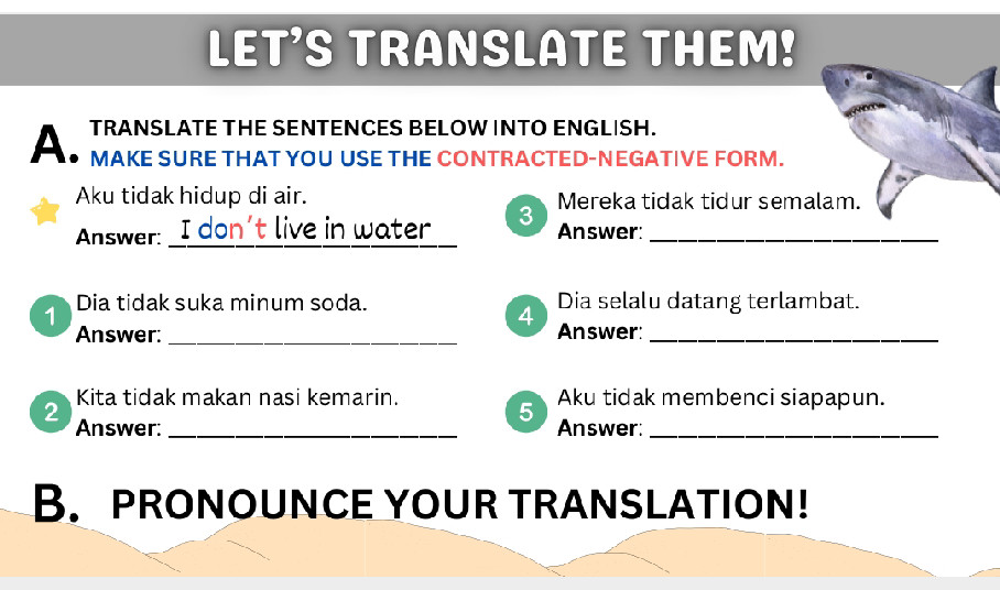 LET'S TRANSLATE THEM! A. TRANSLATE THE | StudyX