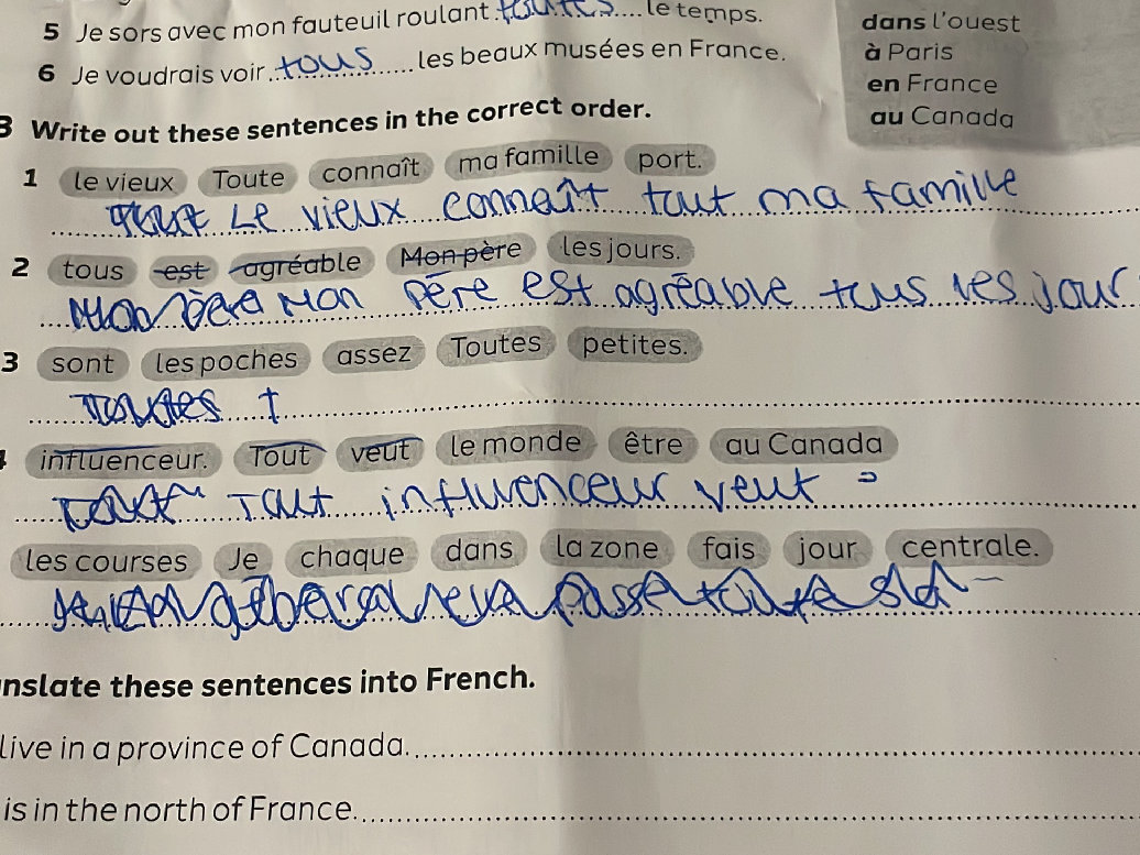 Write out these sentences in the correct | StudyX