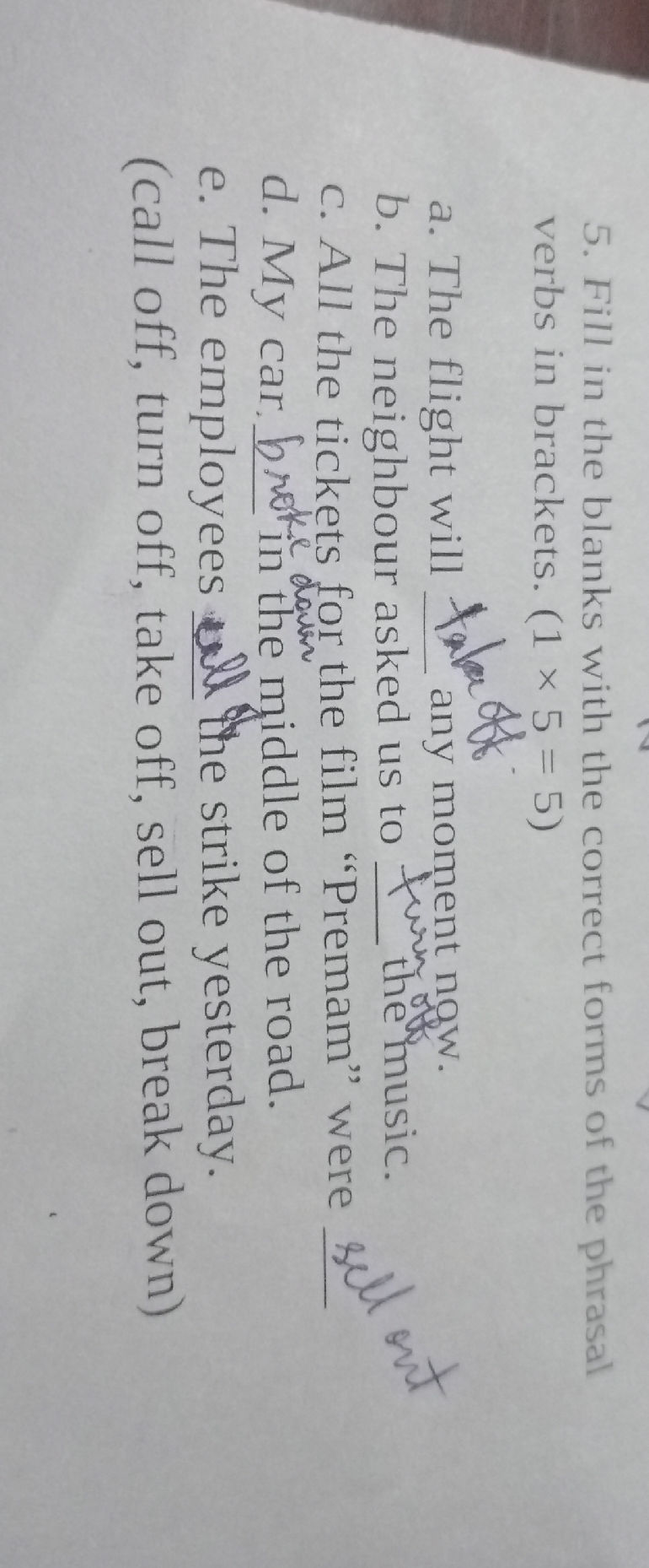 5. Fill in the blanks with the correct forms | StudyX