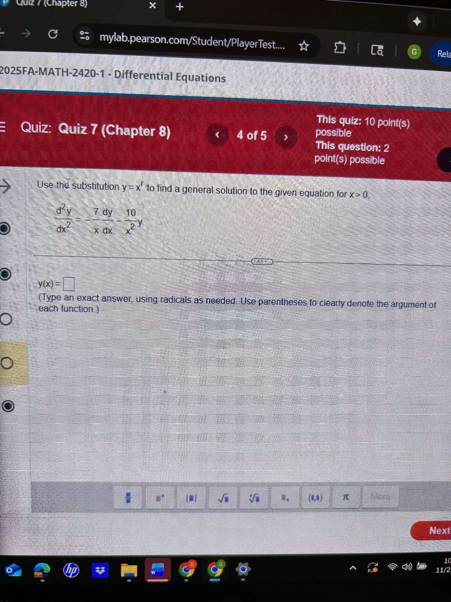 Use the substitution $y = x^r$ to find a | StudyX