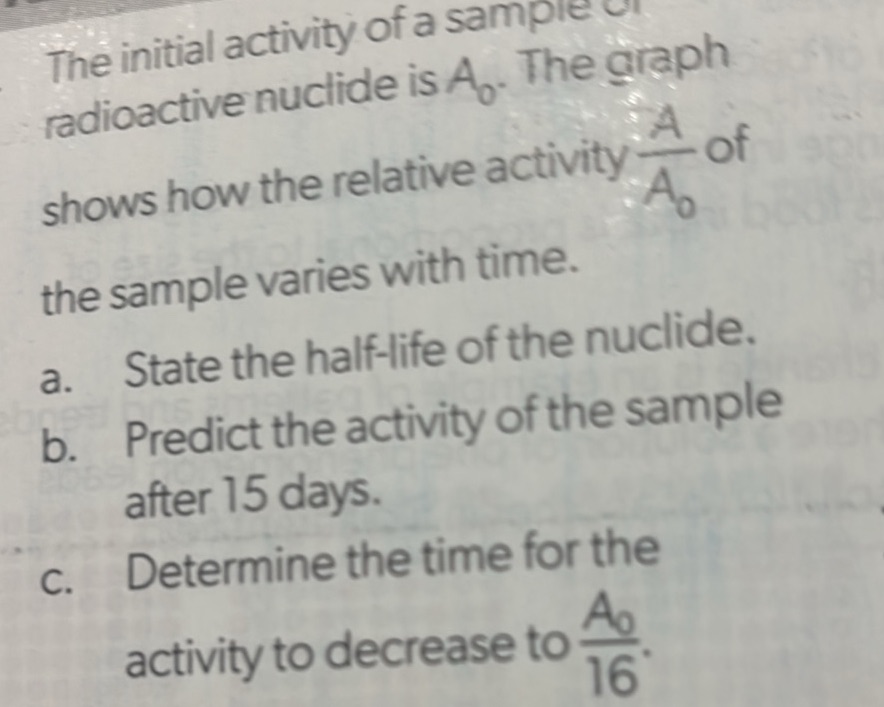 The initial activity of a sample radioactive | StudyX