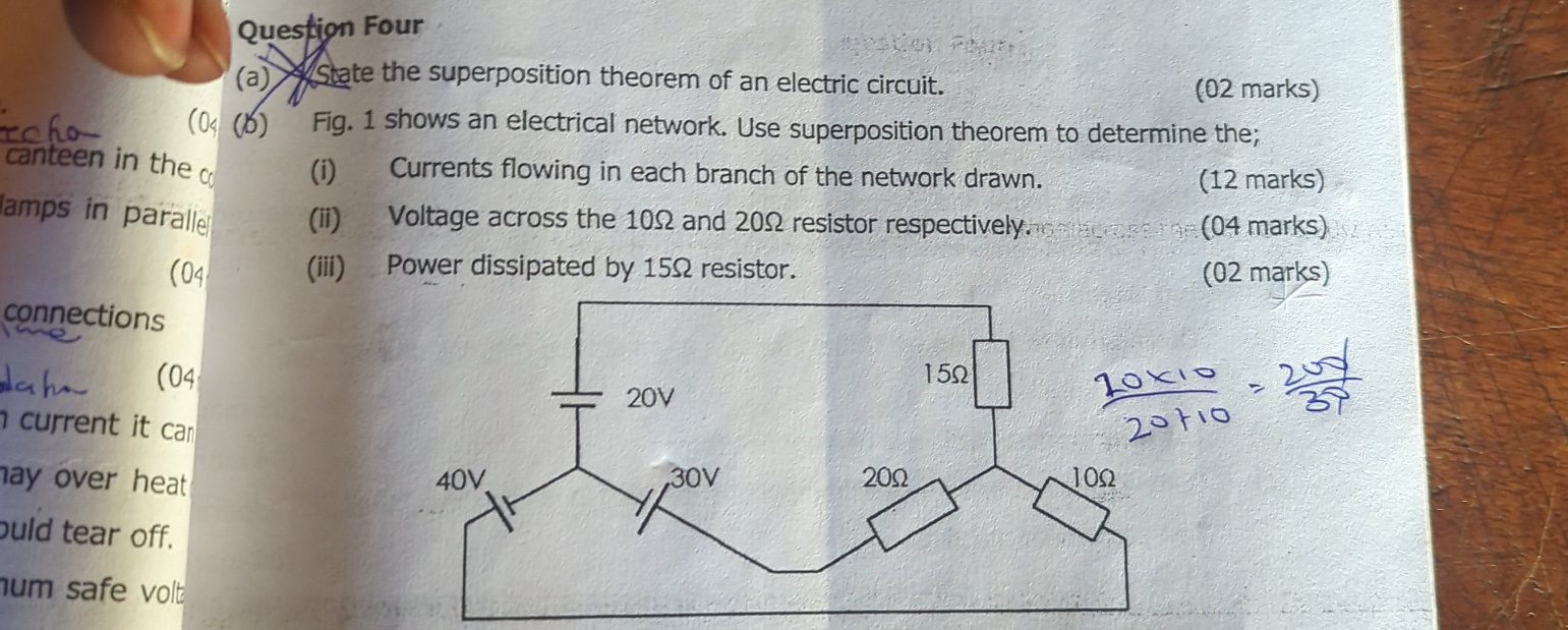 Question Four (a) State the superposition | StudyX