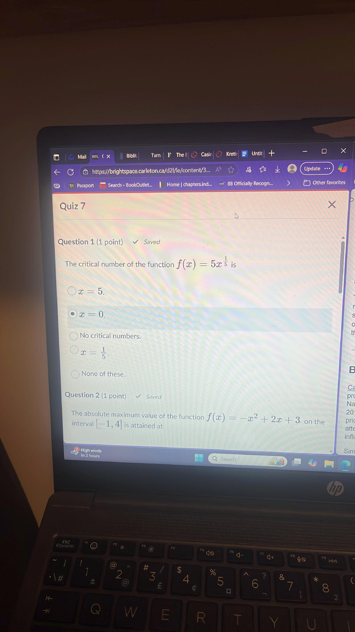 The critical number of the function $f(x) = | StudyX