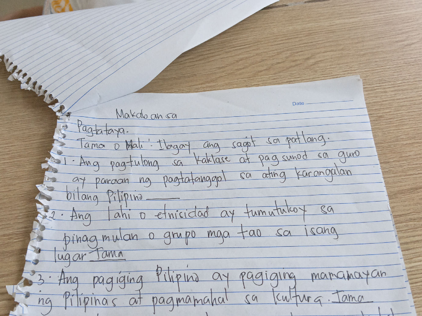 Makab an sa Pagtataya. Tama o Mali: Ilagay | StudyX