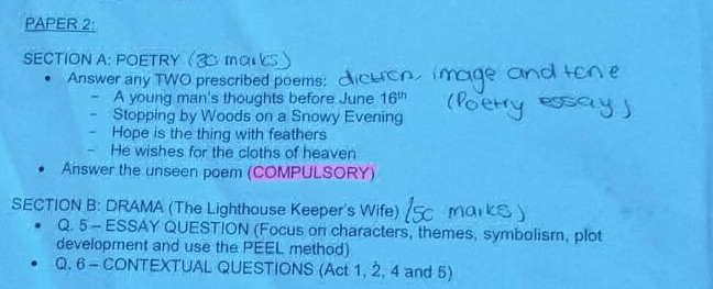 PAPER 2: SECTION A: POETRY (30 marks) * | StudyX