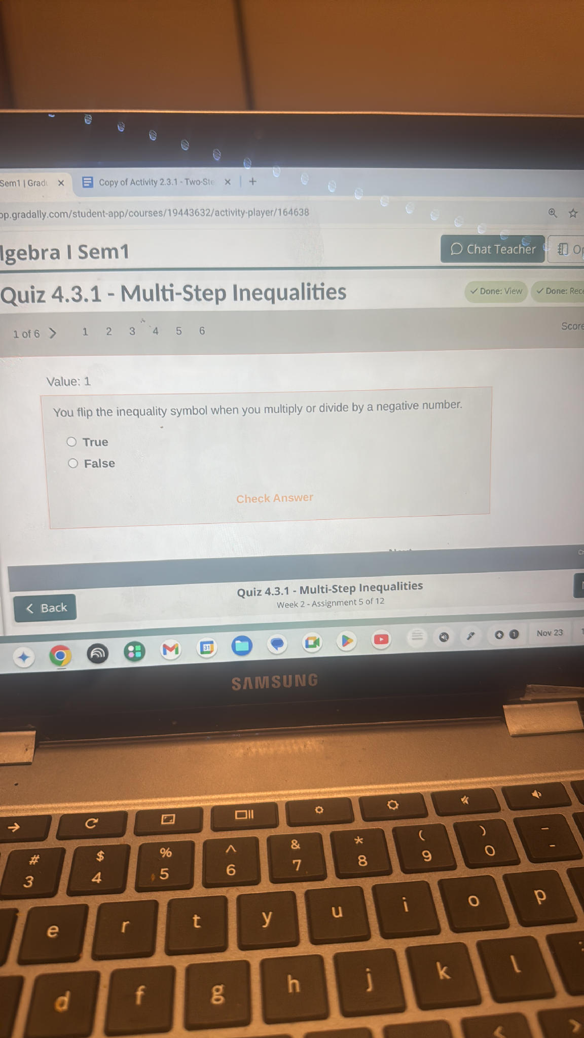 Value: 1 You flip the inequality symbol | StudyX