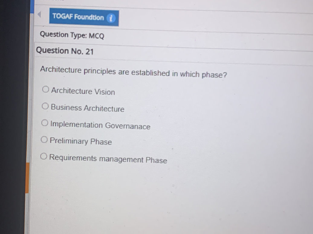 Architecture principles are established in | StudyX