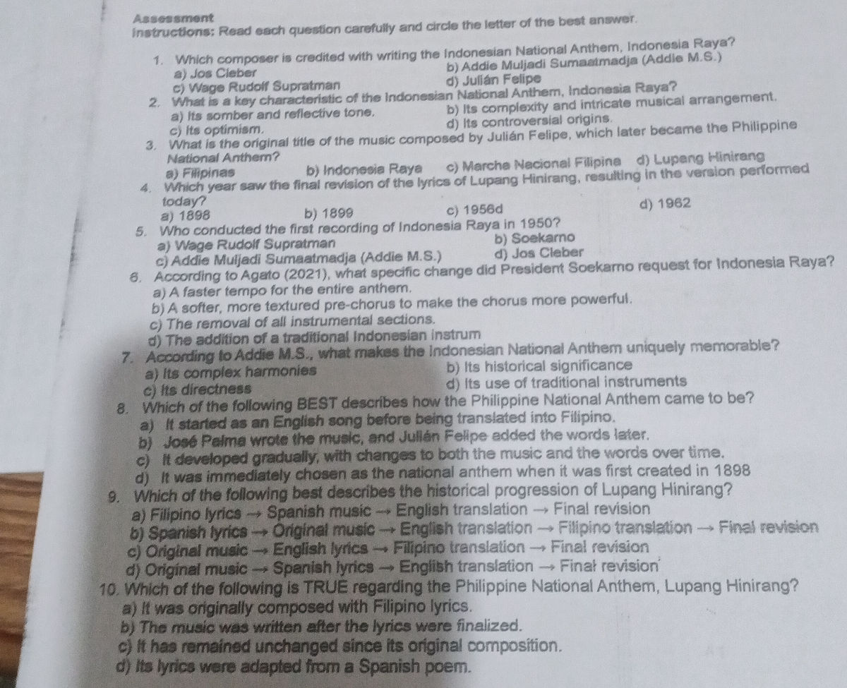 Assessment Instructions: Read each question | StudyX