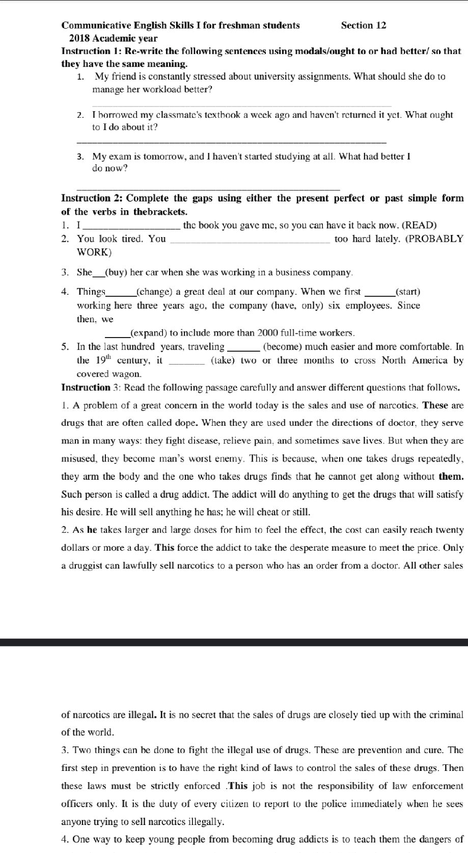 Instruction 1: Re-write the following | StudyX