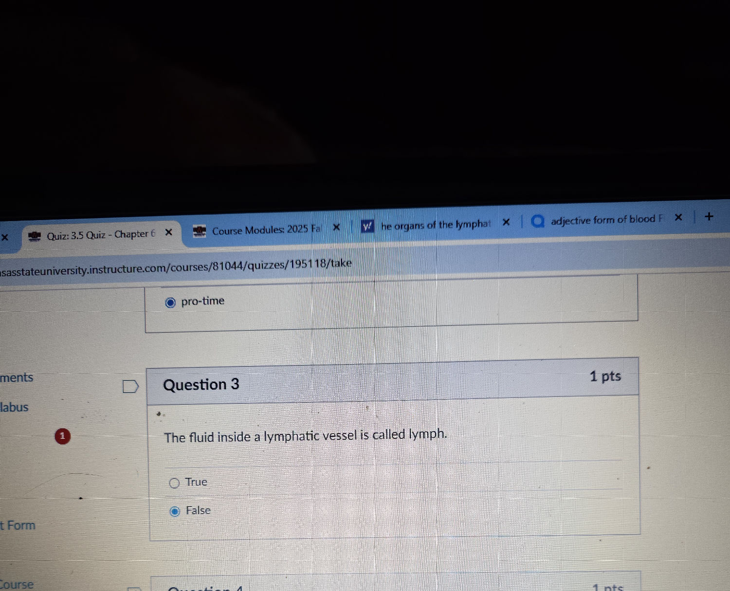 The fluid inside a lymphatic vessel is | StudyX