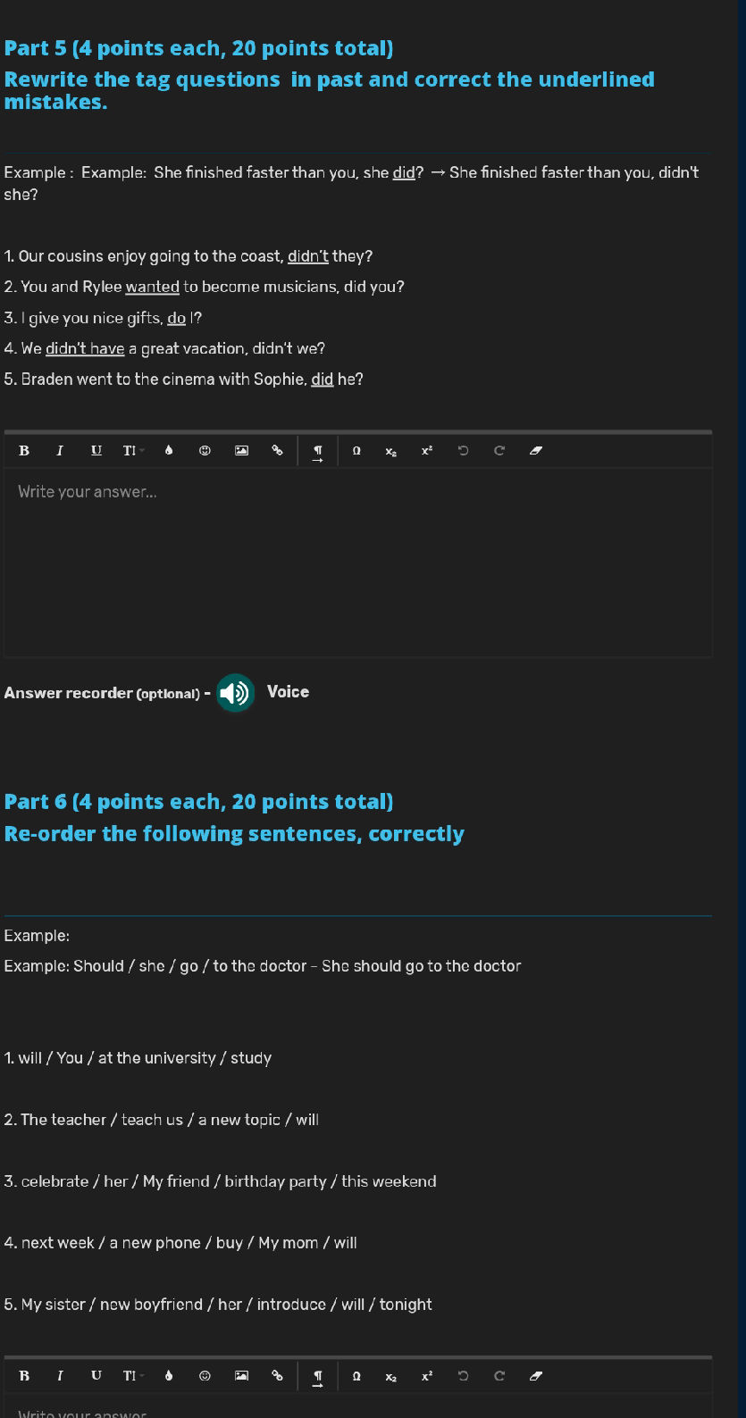 Part 5 (4 points each, 20 points total) | StudyX