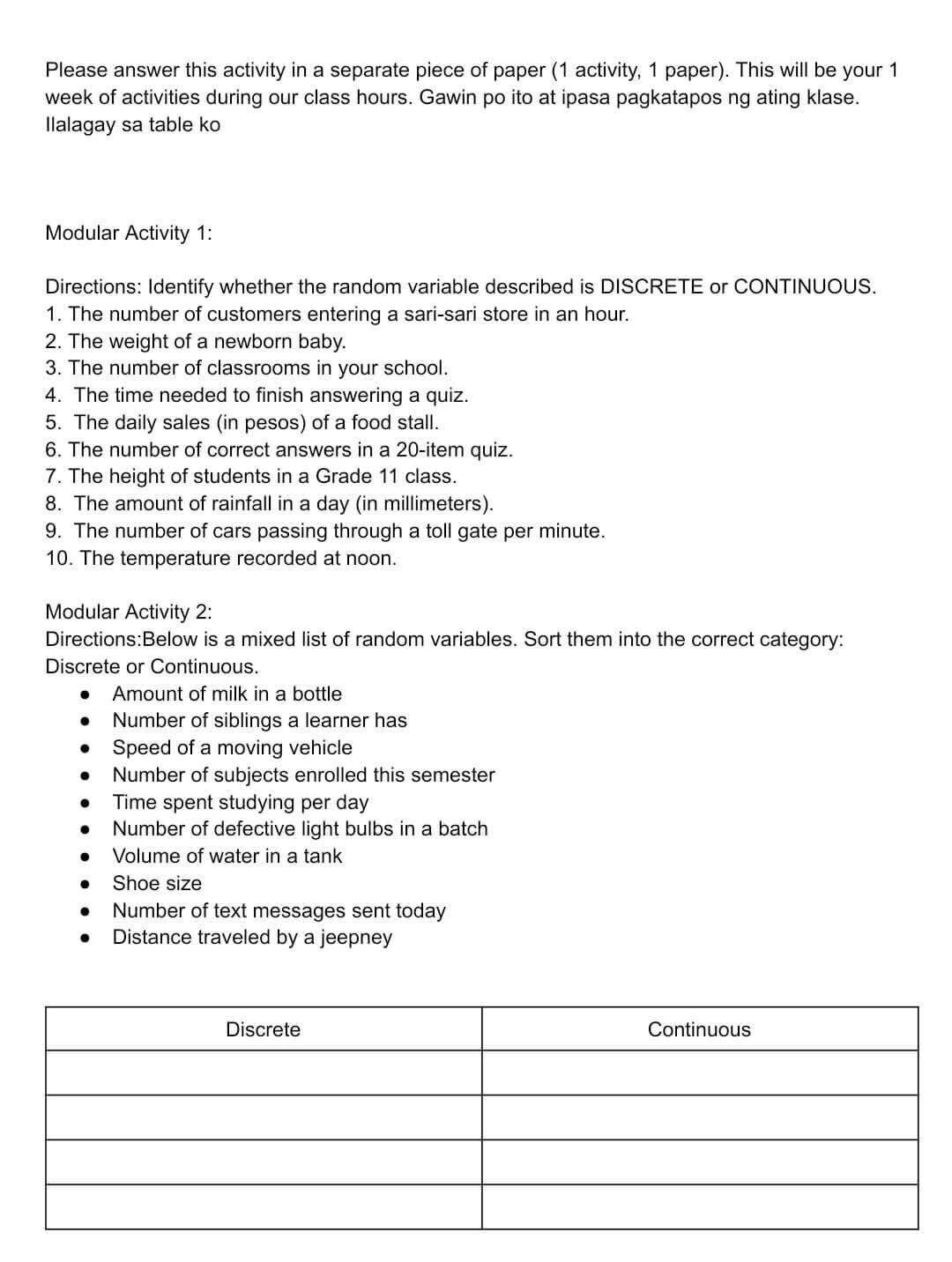 Modular Activity 1: Directions: Identify | StudyX