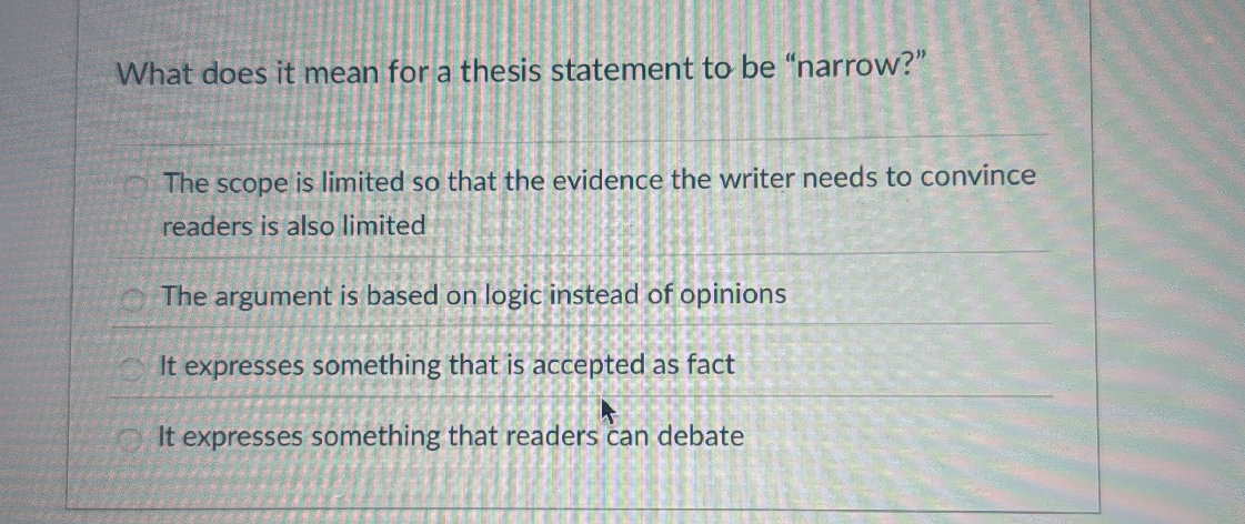 What does it mean for a thesis statement to | StudyX