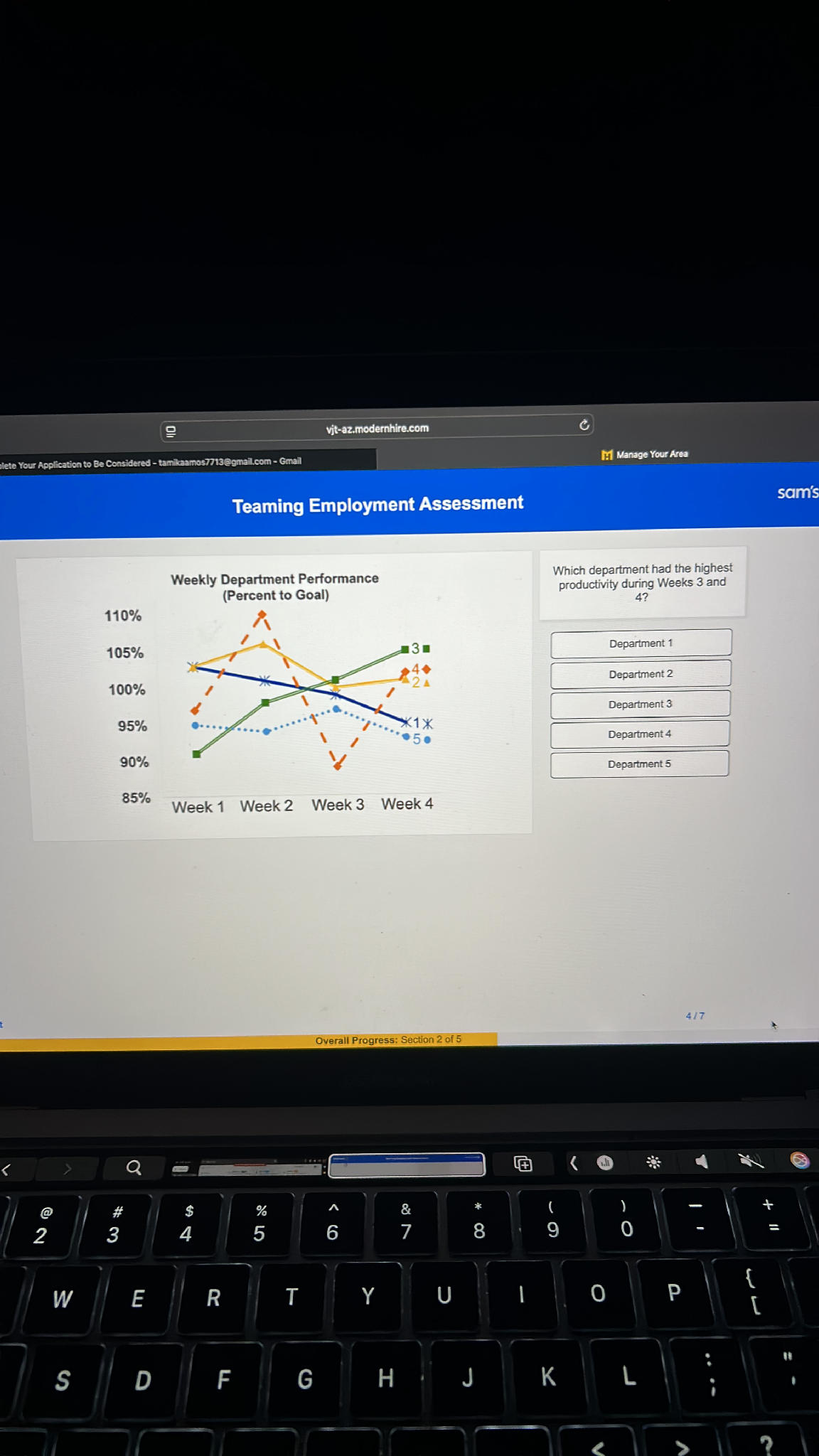 Weekly Department Performance (Percent to | StudyX
