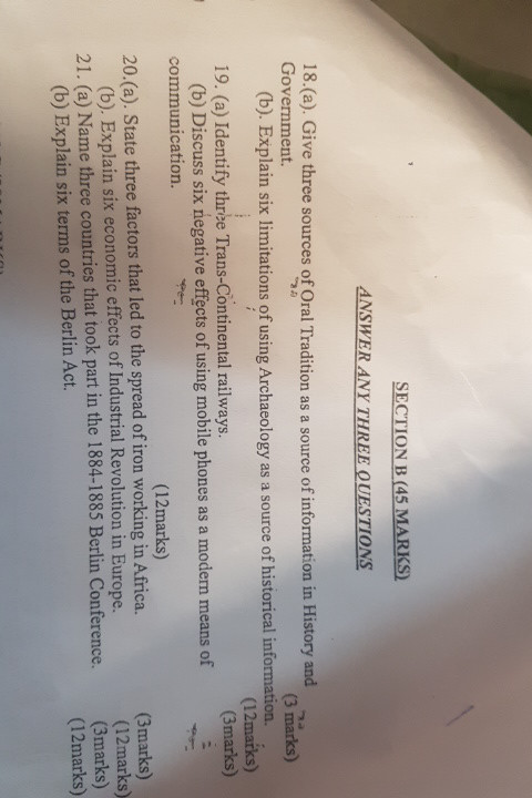 SECTION B (45 MARKS) ANSWER ANY THREE | StudyX